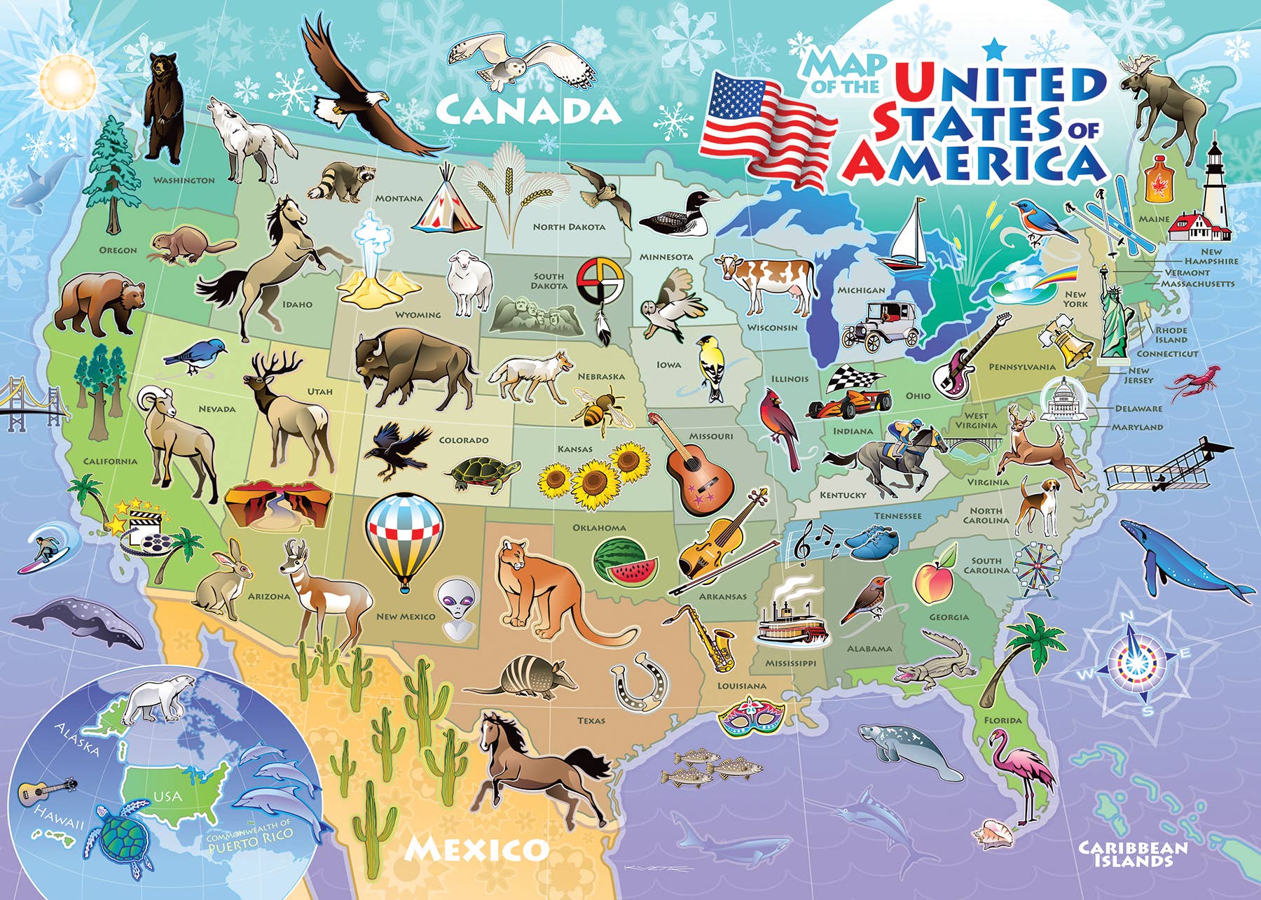 USA Map (Tray) 35pc puzzle – House Rules Games